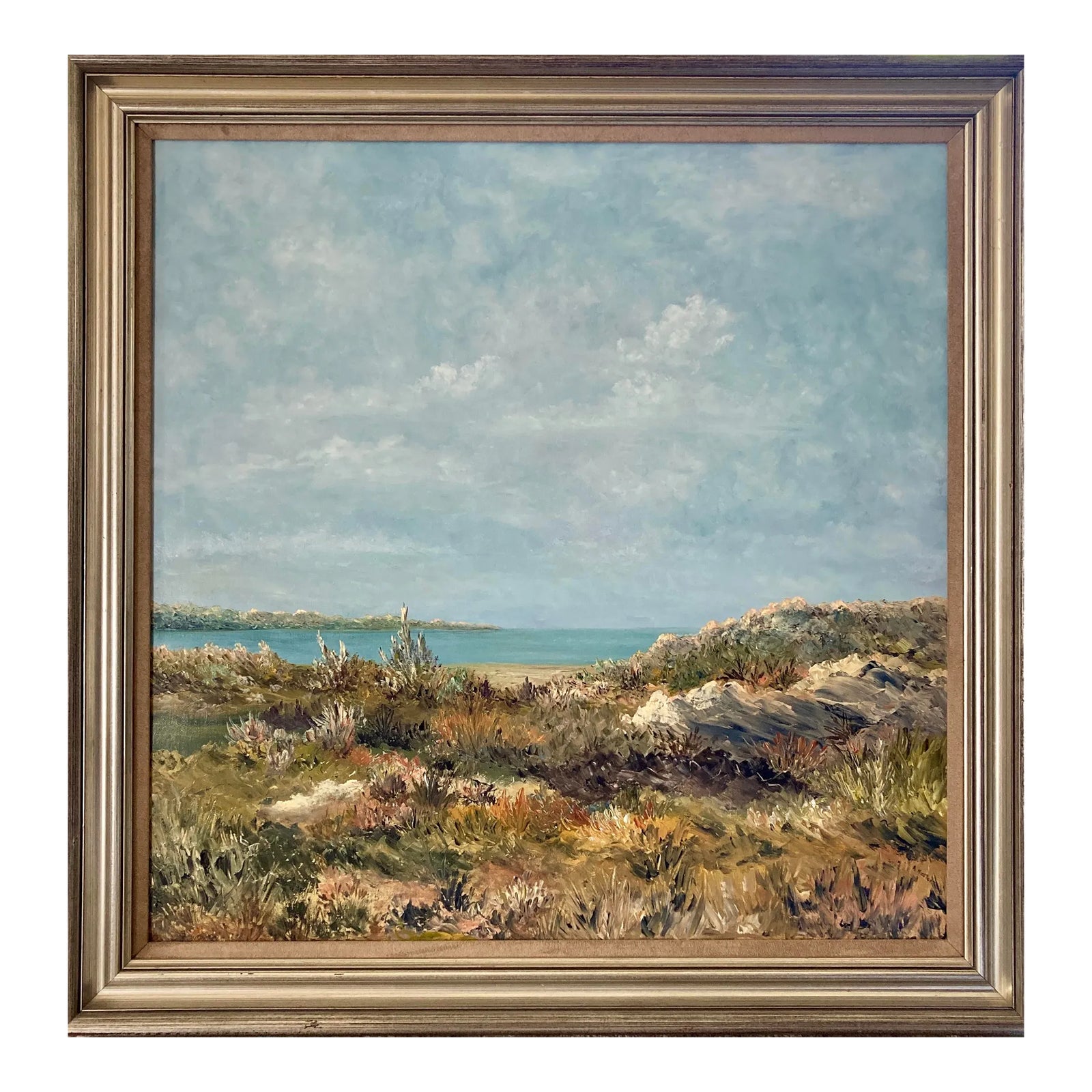 Contemporary 'View From the Shore, Late Summer' Landscape Painting ...