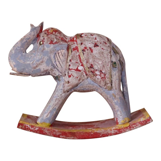 Vtg Rocking Wooden Elephant | Chairish