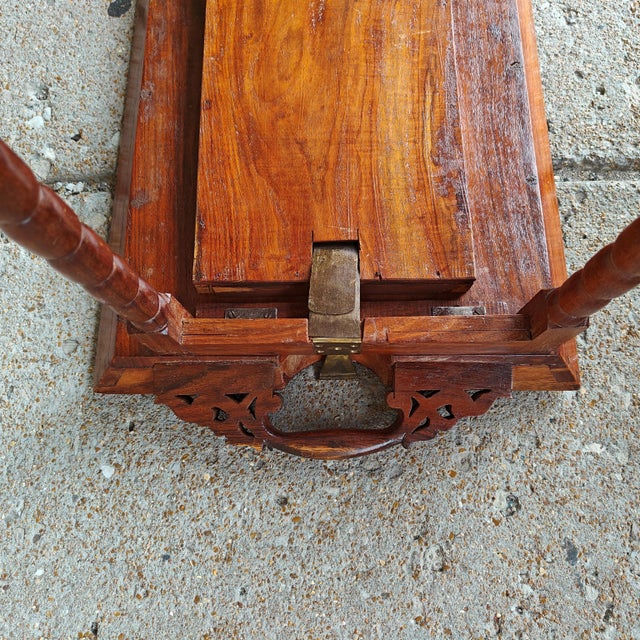 Early 20th Century Antique Butler Tray Table With Ornate Brass Inlay ...