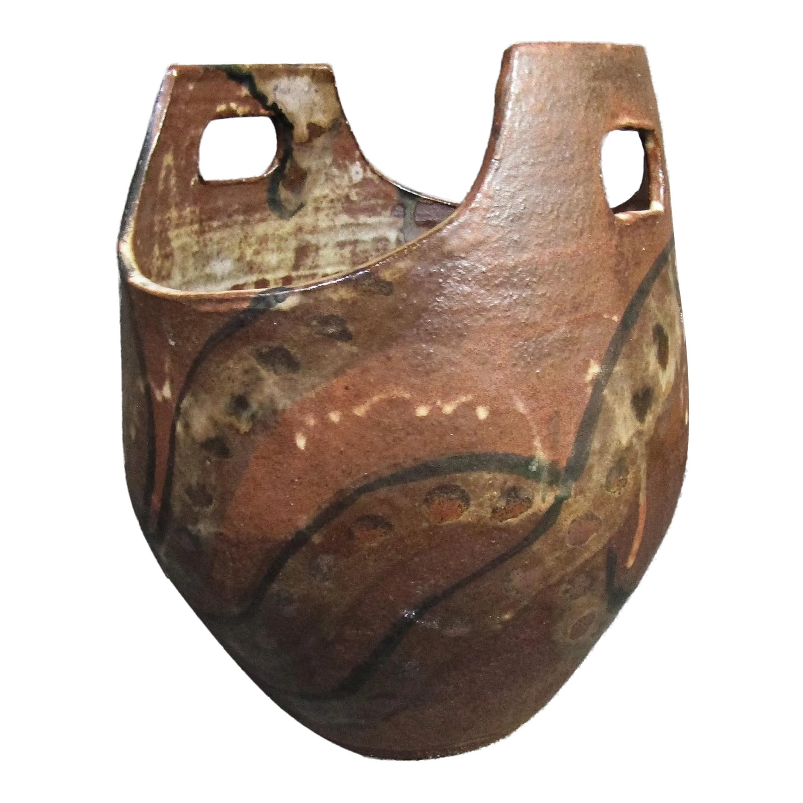 Handcrafted Stoneware Abstract Glaze Design Vessel by Nancy Pawel, San ...
