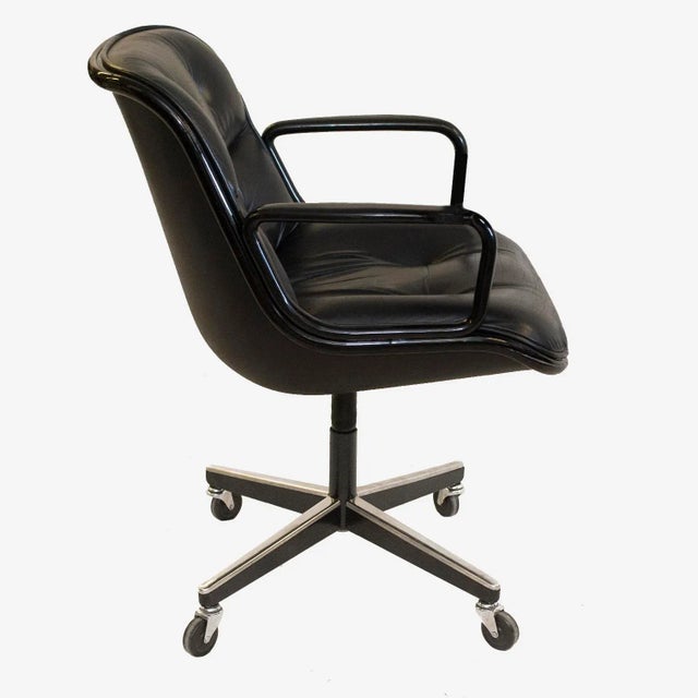 Knoll Pollock Executive Chair in Original Black Leather, Matte Black ...