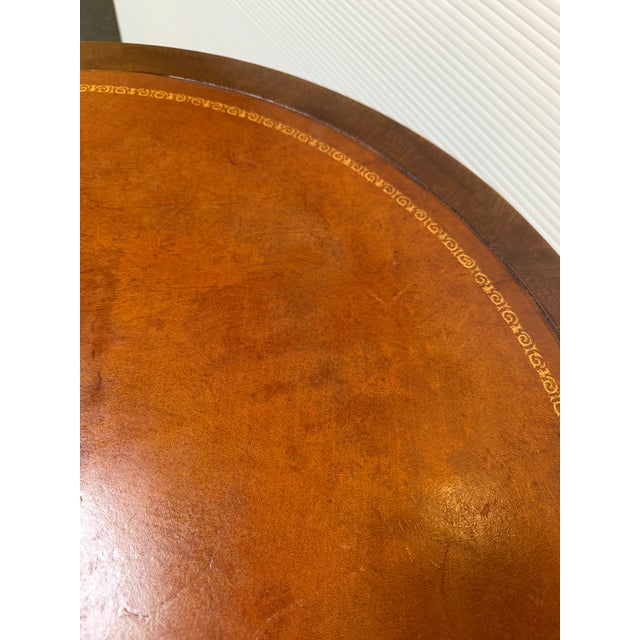 Vintage Brandt Furniture Duncan Phyfe Styled Tooled Leather Drum Table ...