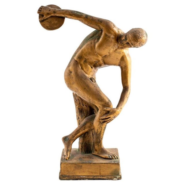 Mid 20th Century Discus Thrower Figurative Sculpture | Chairish