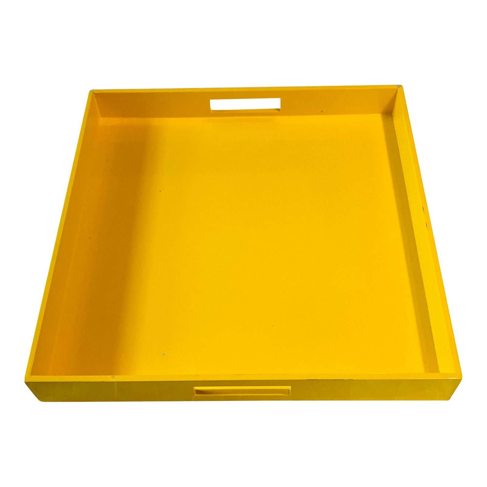 Vintage Lacquered Yellow Serving Tray | Chairish