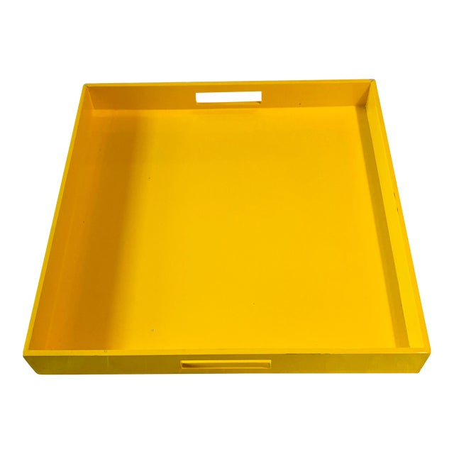 Vintage Lacquered Yellow Serving Tray | Chairish