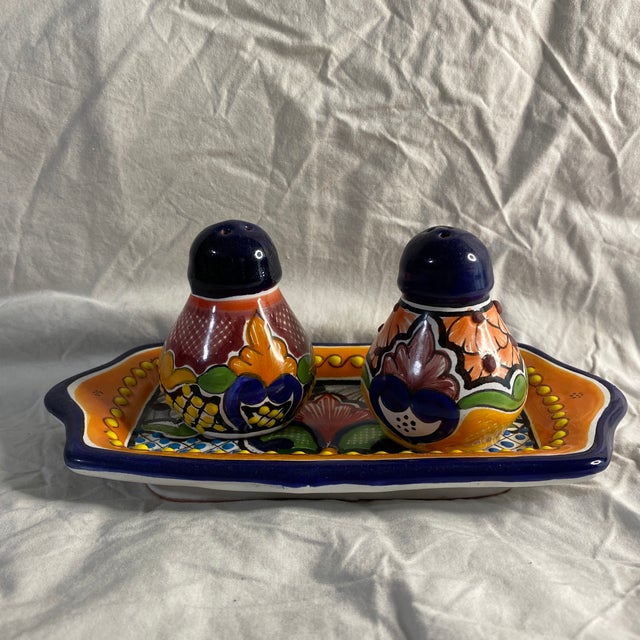 Mid to Late 20th Century Hand Painted Ceramic Mexican Salt and Pepper ...
