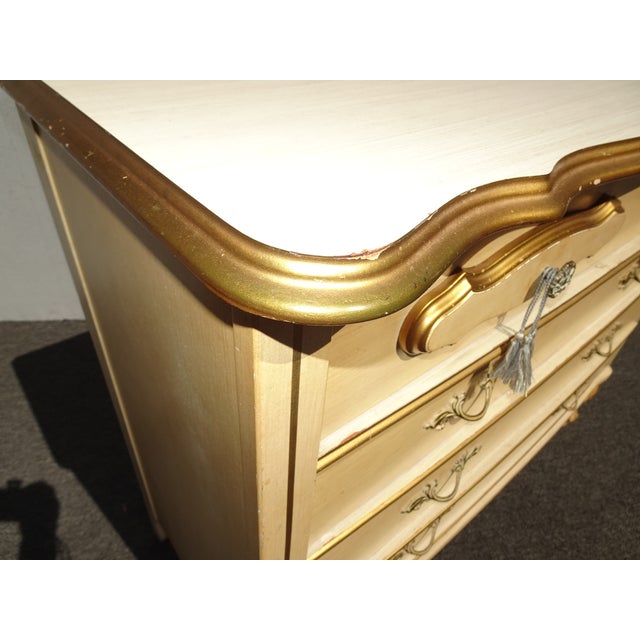 1970's Vintage French Provincial Ivory & Gold Four Drawer Dresser by ...
