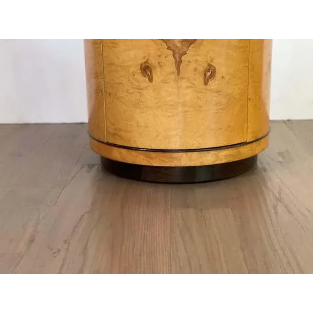 1980s Henredon Burl Wood Drum Nightstand/End Table | Chairish