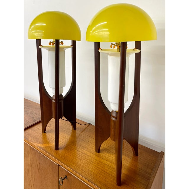 Pair Atomic-Era Inspired Mid-Century Modern Table Lamps, 1970s | Chairish