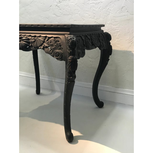 1960s Neoclassical Intricate Carved Wood Console Table | Chairish