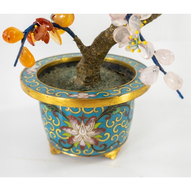 Vintage Chinese Cloisonne Jade Tree | Chairish
