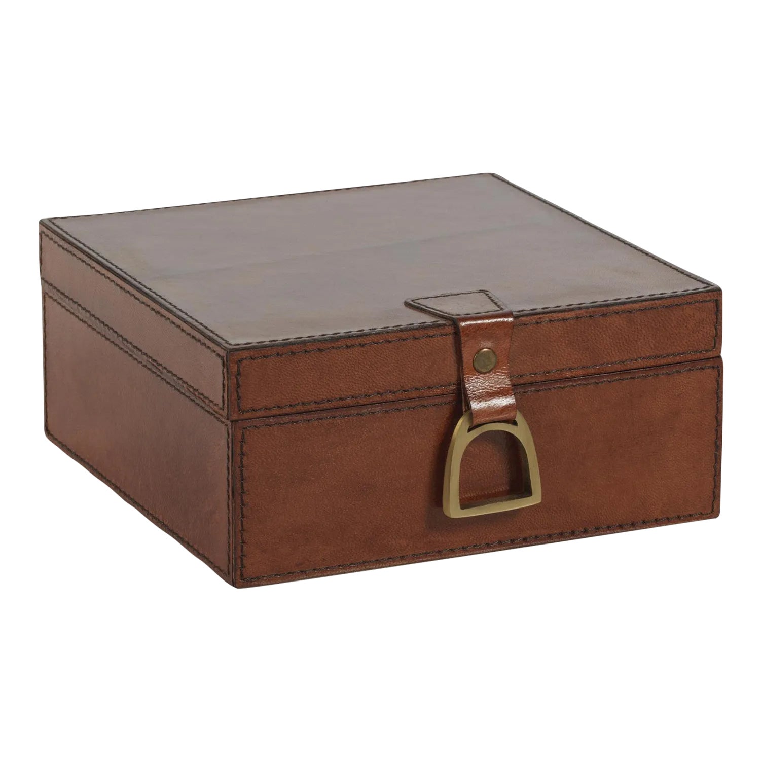 Chadwell Square Leather Decorative Box, Small | Chairish