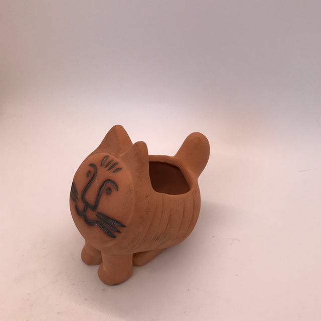 Lisa Larson-Esque Terracotta Mid-Century Modern Cat Pottery Planter ...