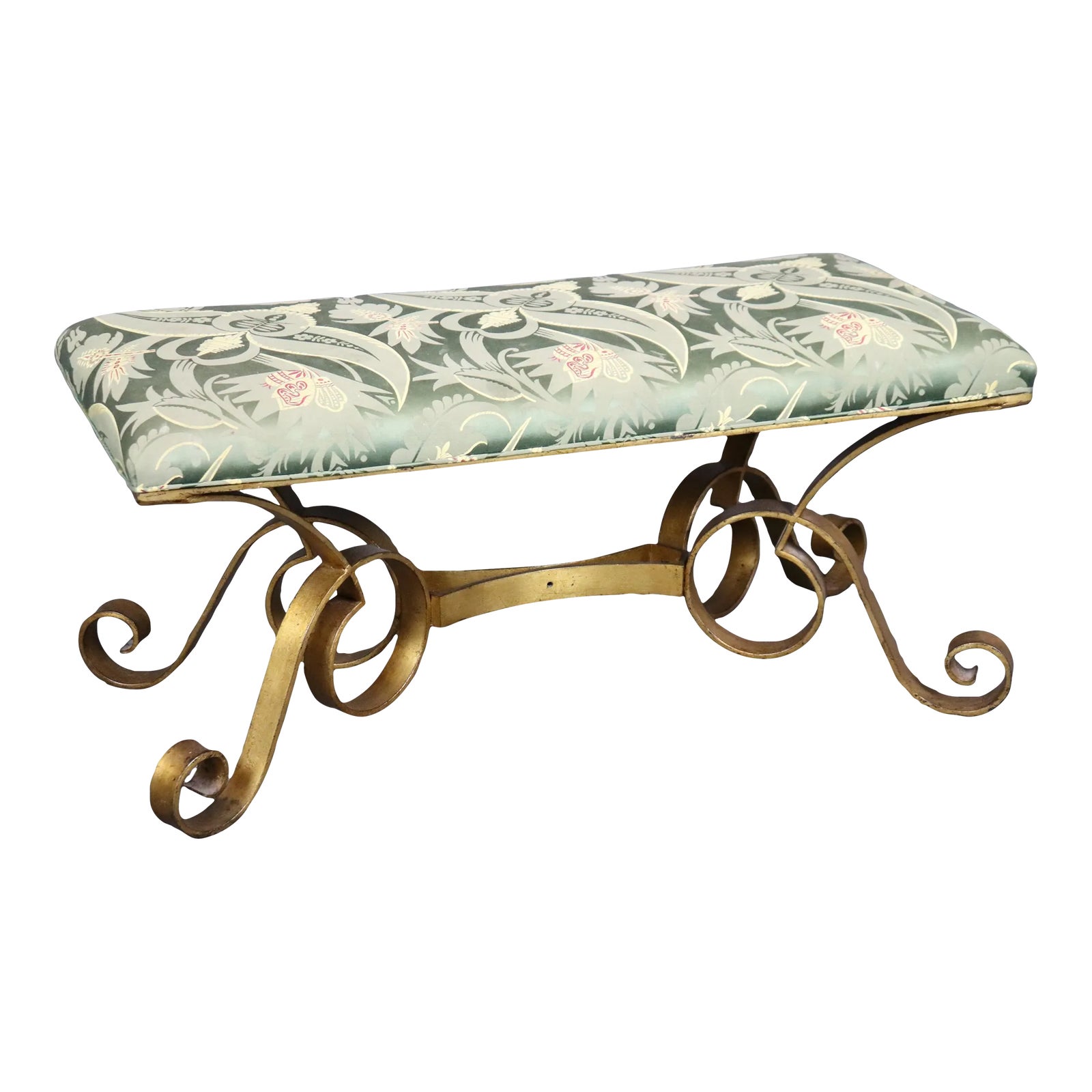 Gilded Metal Italian Regency Wrought Iron Bench Foot Stool Circa 1950 ...