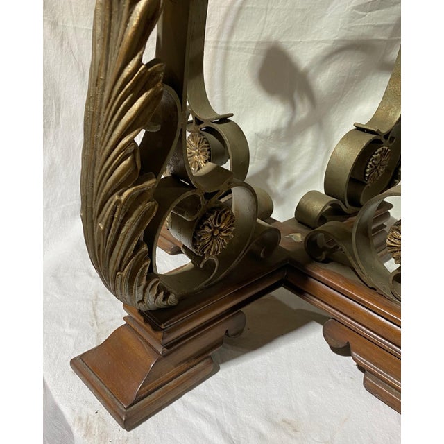Traditional Vintage Glass Top Side Table | Chairish