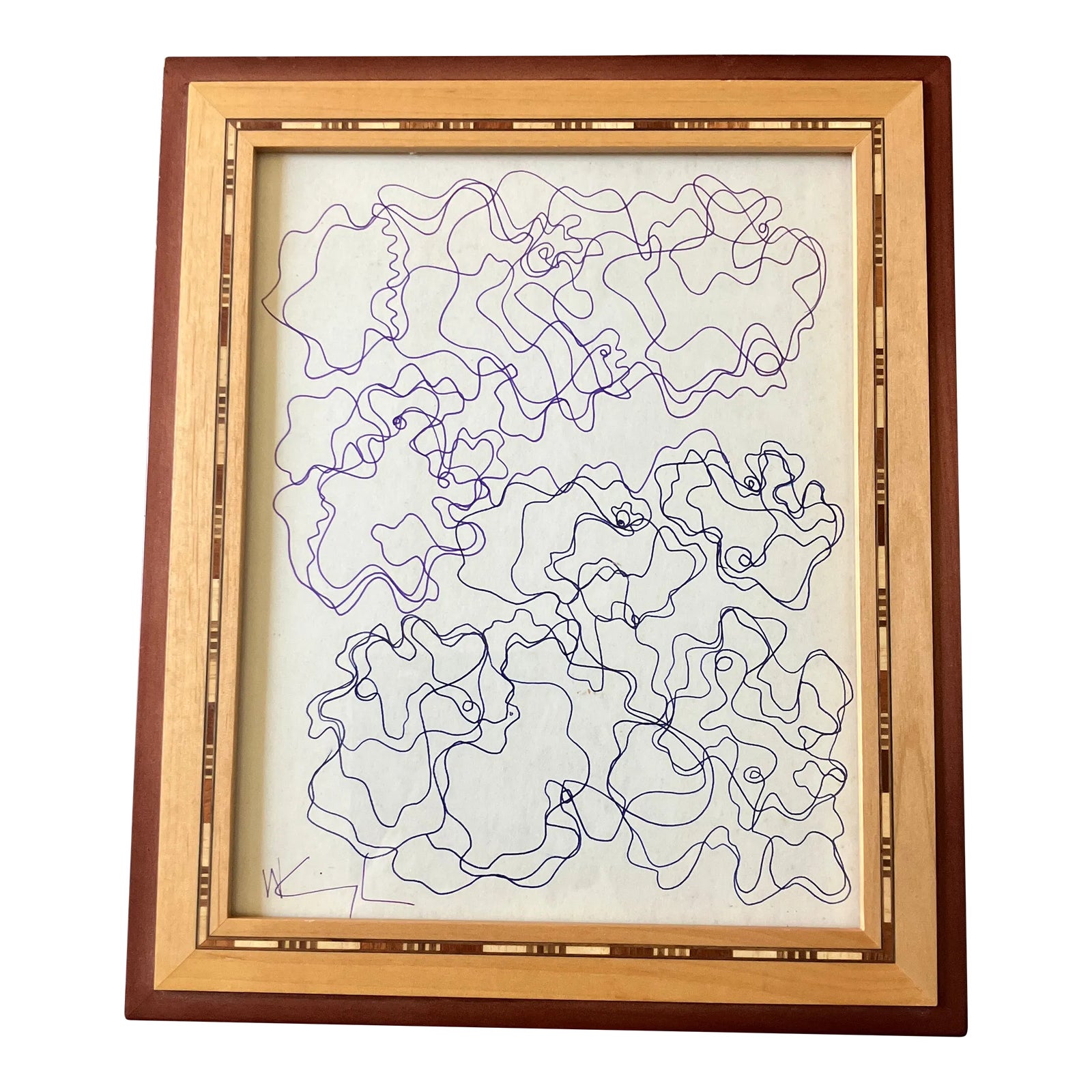 Contemporary Original Wayne Cunningham Two-Tone Abstract Pen and Ink ...