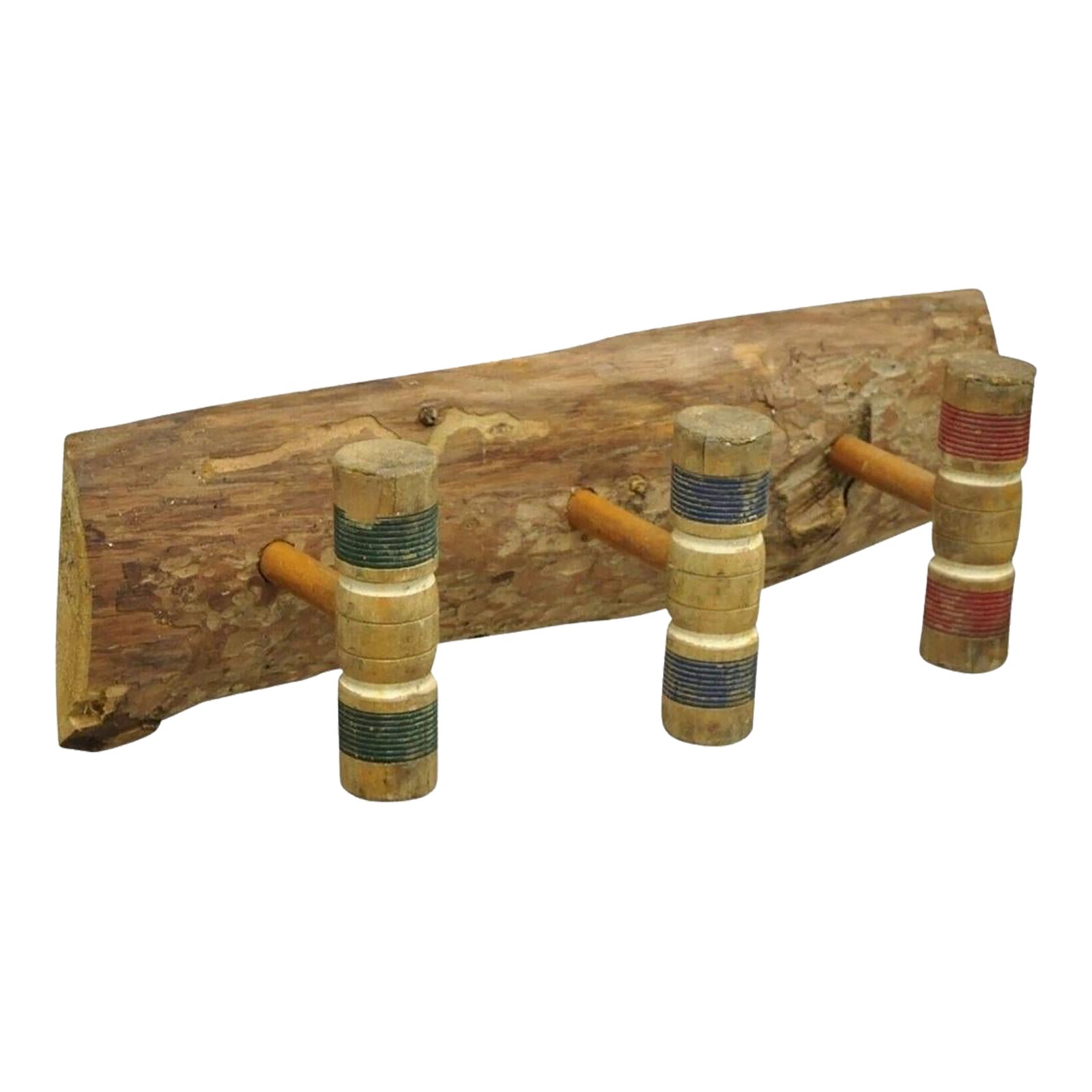 Vintage Farmhouse Croquet Mallet Repurposed Wall Hook Hat Coat Rack ...