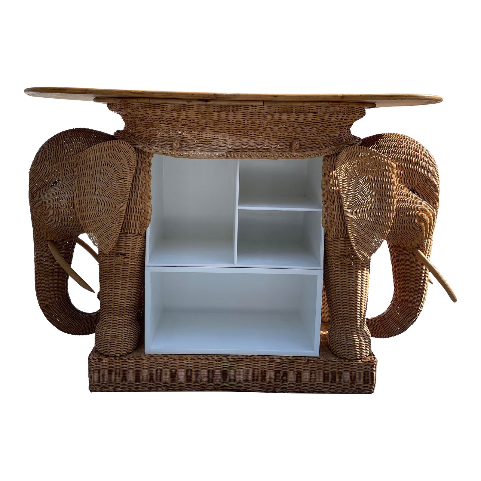 Vintage Rattan Elephant Bar | Chairish