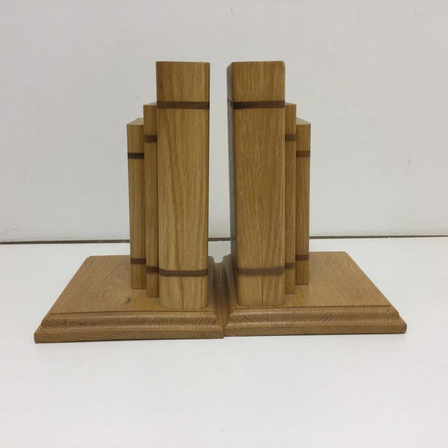 Large Mid-Century Oak Bookends - a Pair | Chairish