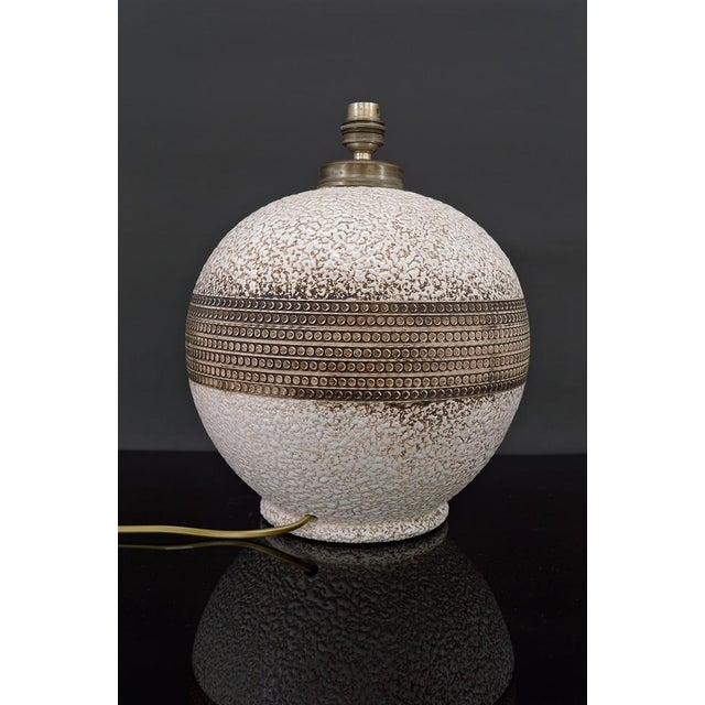 Round Ceramic Table Lamp in the style of Besnard, France, 1930s | Chairish