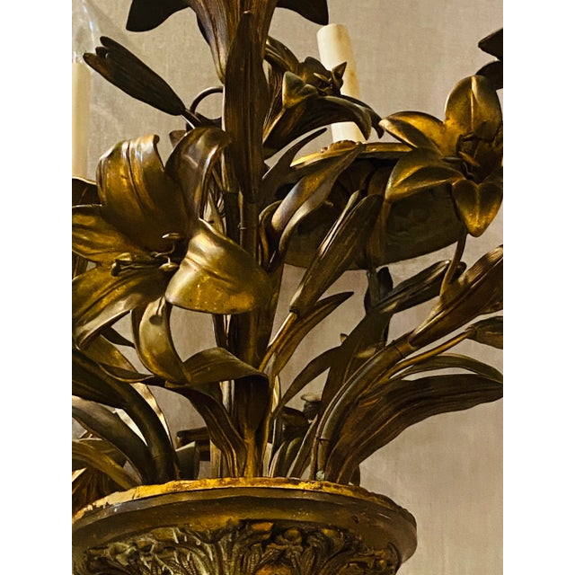 Louis XVI Style Bronze Mounted Five Light Tulip Design Light Fixture ...