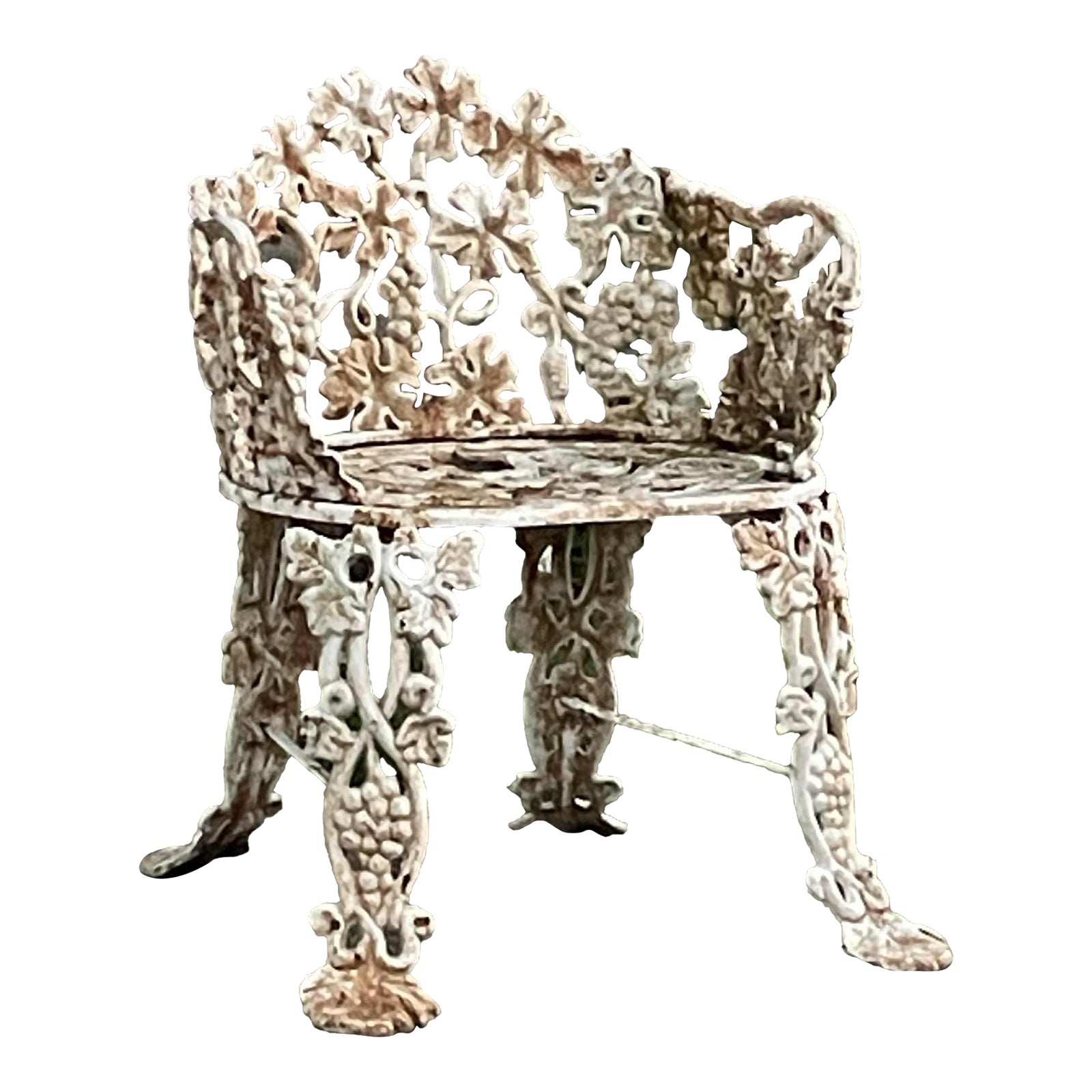 Vintage Regency Wrought Iron Grape Leaf Chair | Chairish