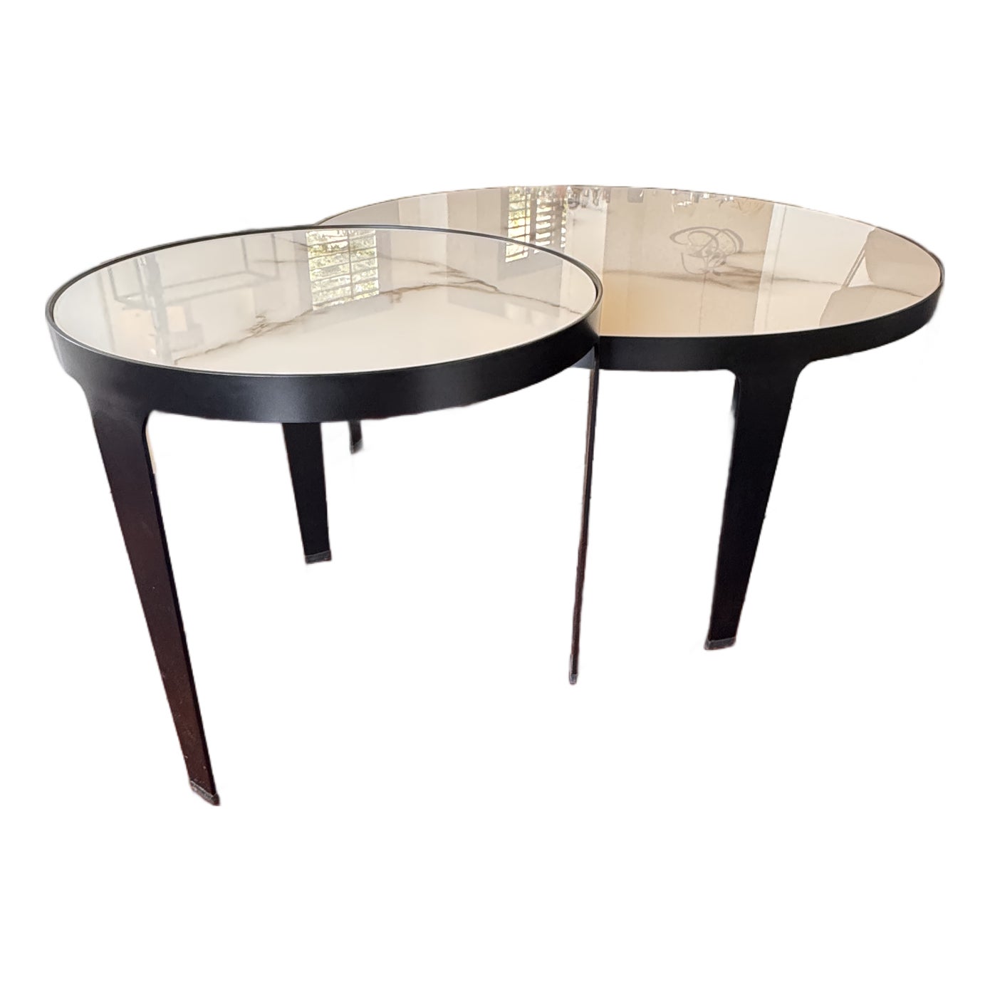 Howard Elliott Modern Nesting Coffee Tables – Marble-Effect Glass (Set ...