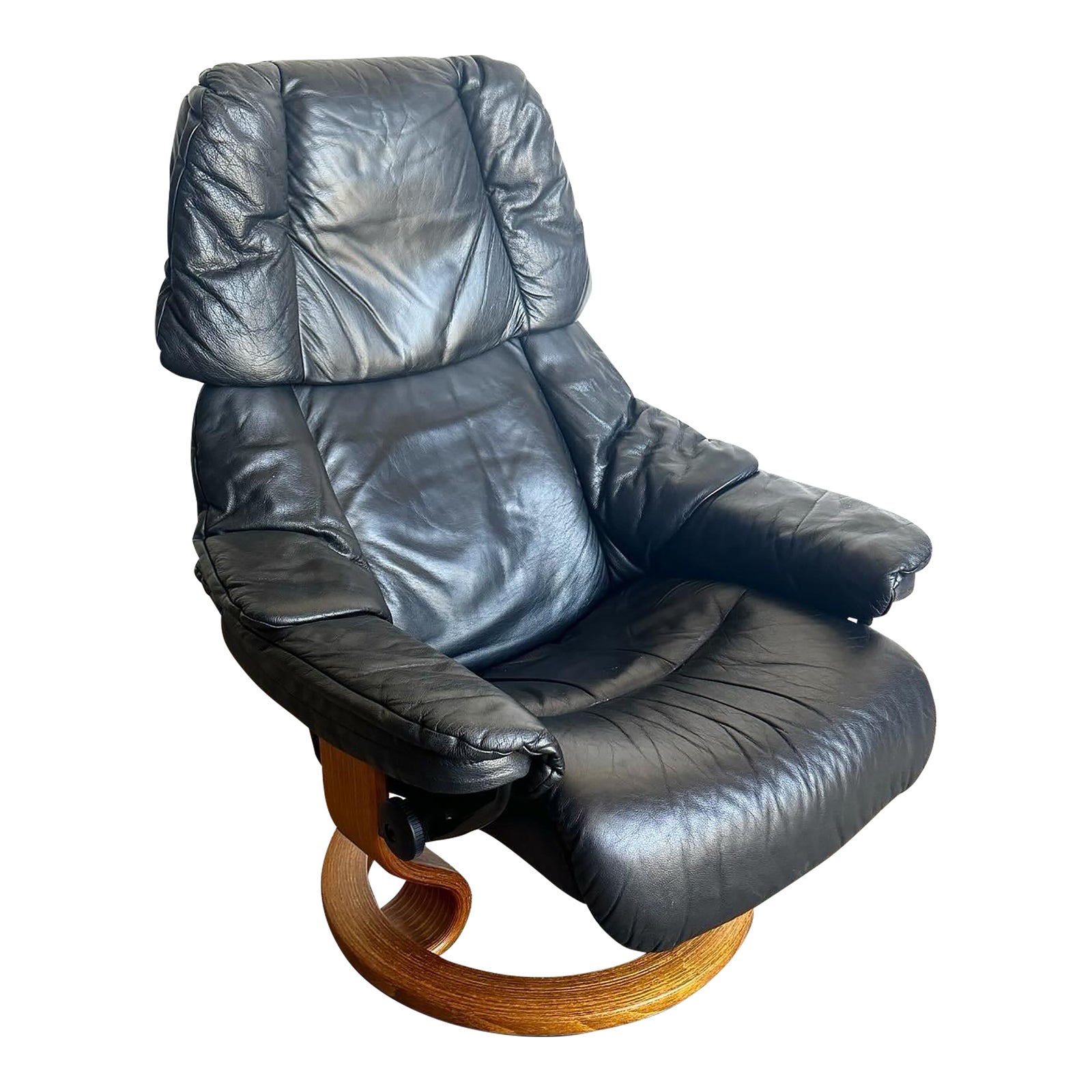 Ekornes Stressless Black Leather Recliner Chair | Chairish