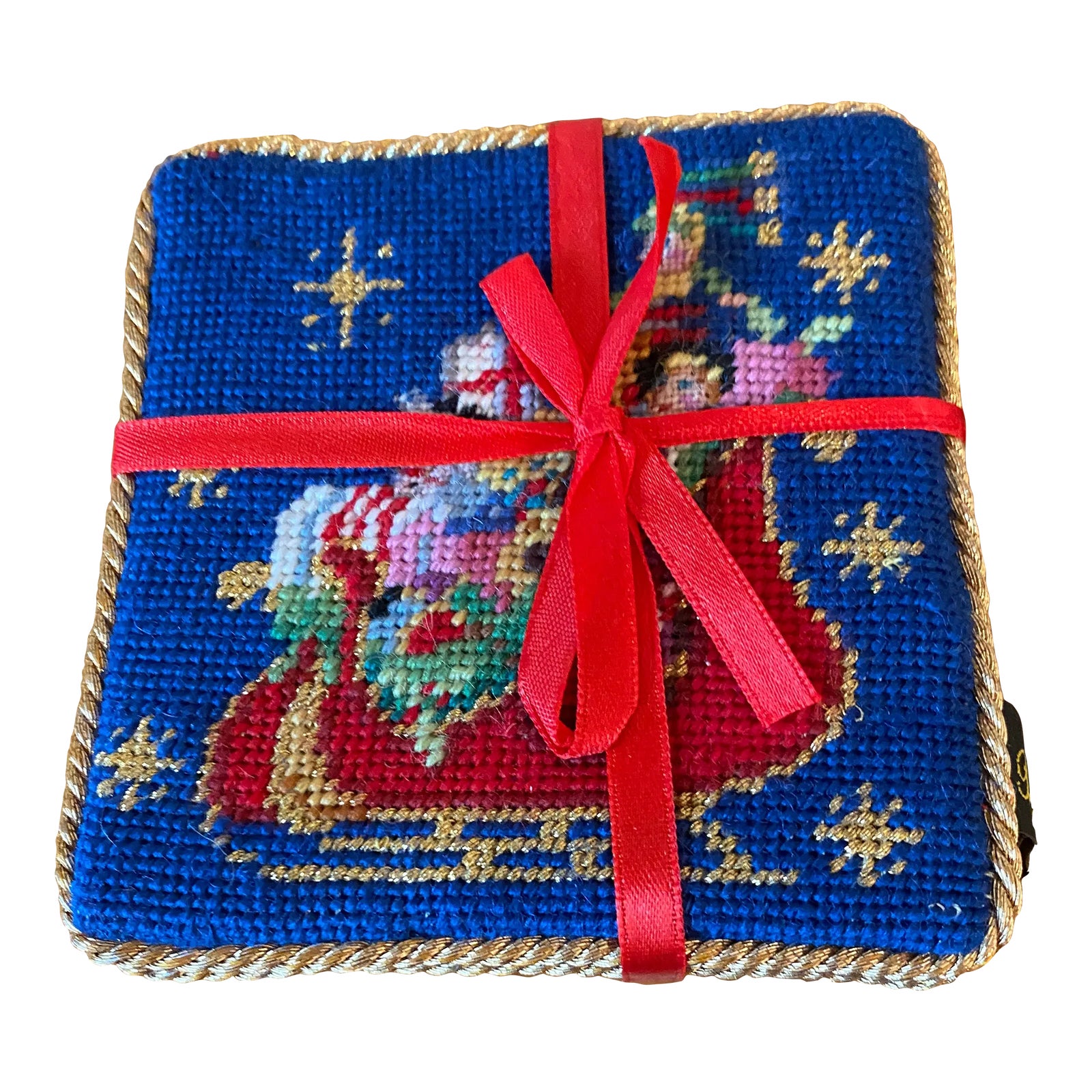 Late 20th Century Christopher Radko Needlepoint Coasters- Set of 4 ...