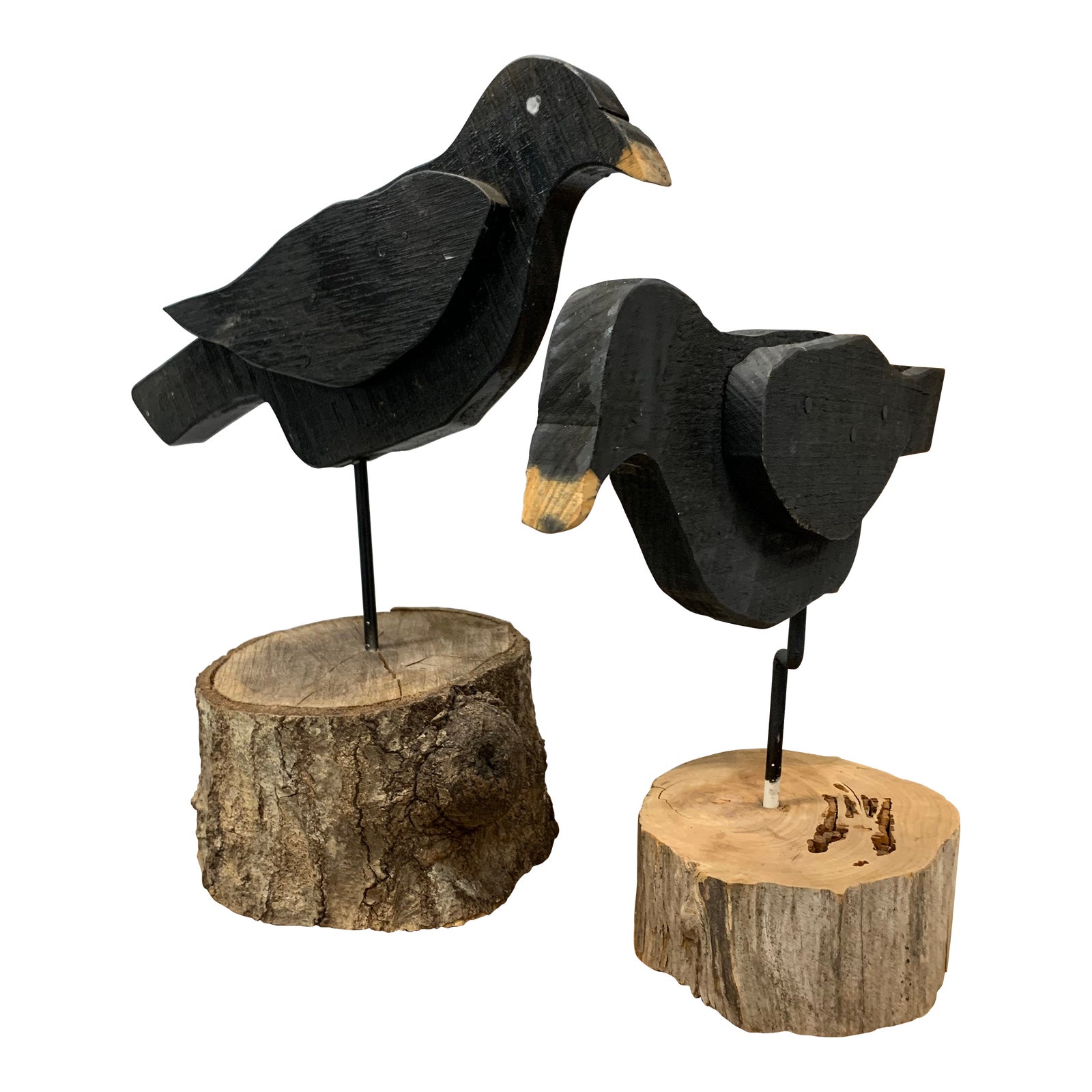 Late 20th Century Pair of Vintage John Brannon Folk Art Wooden Black ...