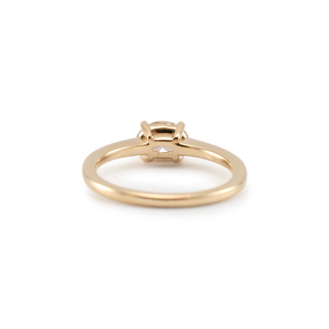 Ladies 14k Yellow Gold Horizontal Oval Diamond Solitaire Engagement ...