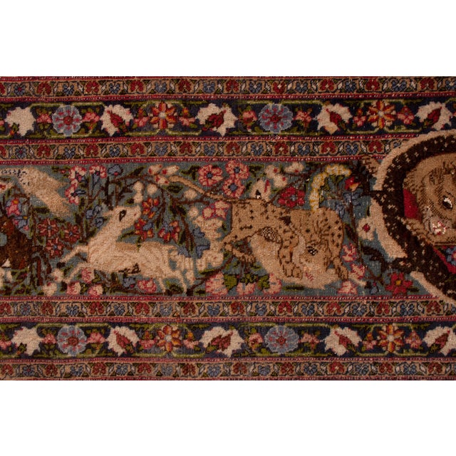 Hand-Knotted Antique Tabriz Style Rug Beige Blue Pictorial All Over ...