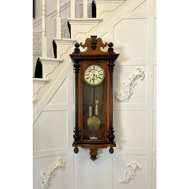 Antique Victorian Carved Walnut Wall Clock, Vienna, 1860s | Chairish
