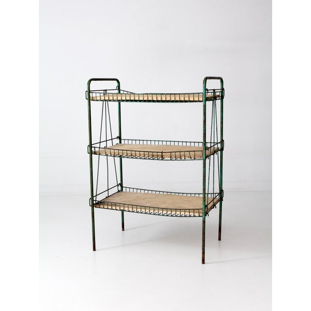 Vintage Green Industrial Wire Shelf Rack | Chairish