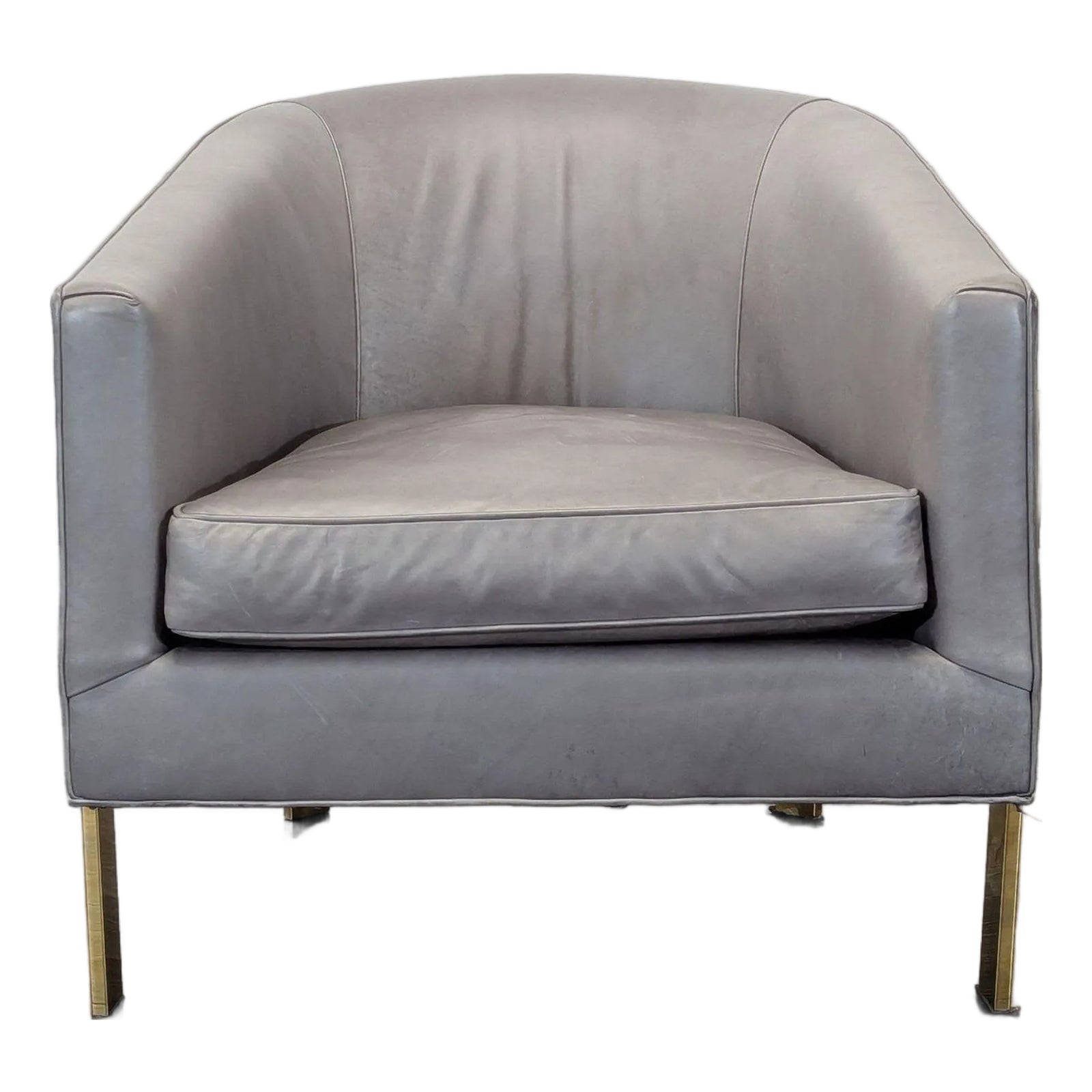 Restoration Hardware Reginald Modern Grey Leather Lounge Chair With ...