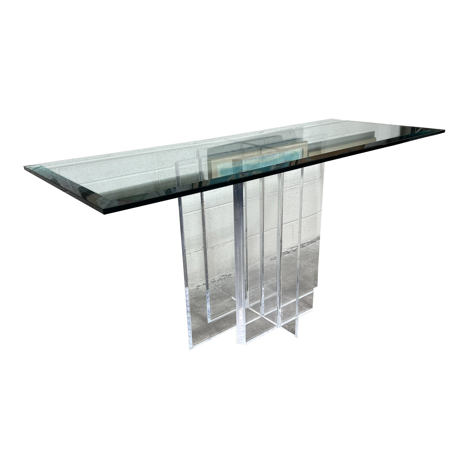 Mid Century Thick Lucite Console Table | Chairish