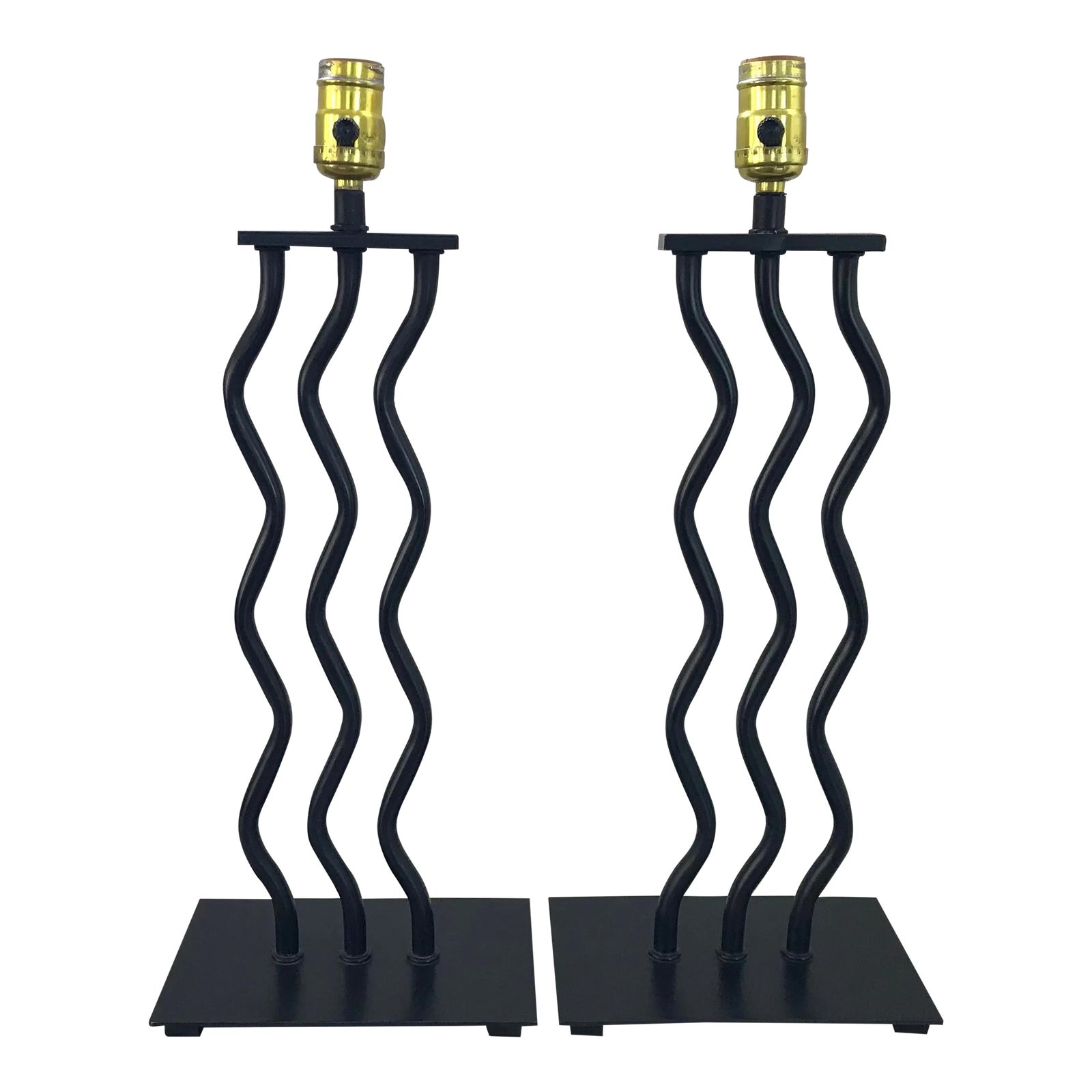 Vintage 1980s Postmodern Squiggle Lamps ~ a Pair | Chairish