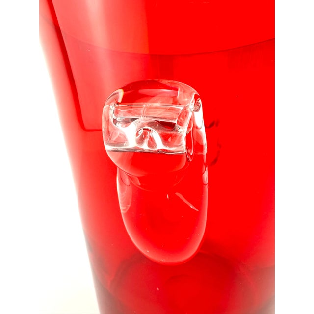 1970s Vintage Italian Glass Red Ice Bucket | Chairish