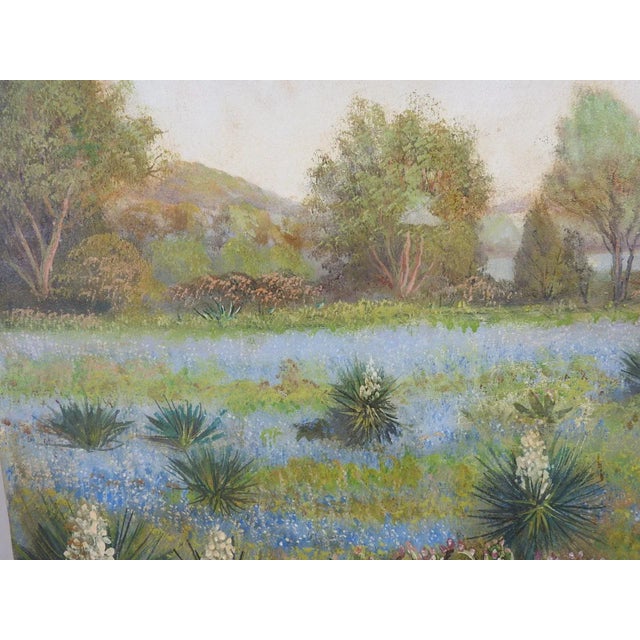 Early 20th Century Texas Bluebonnet Landscape Painting | Chairish