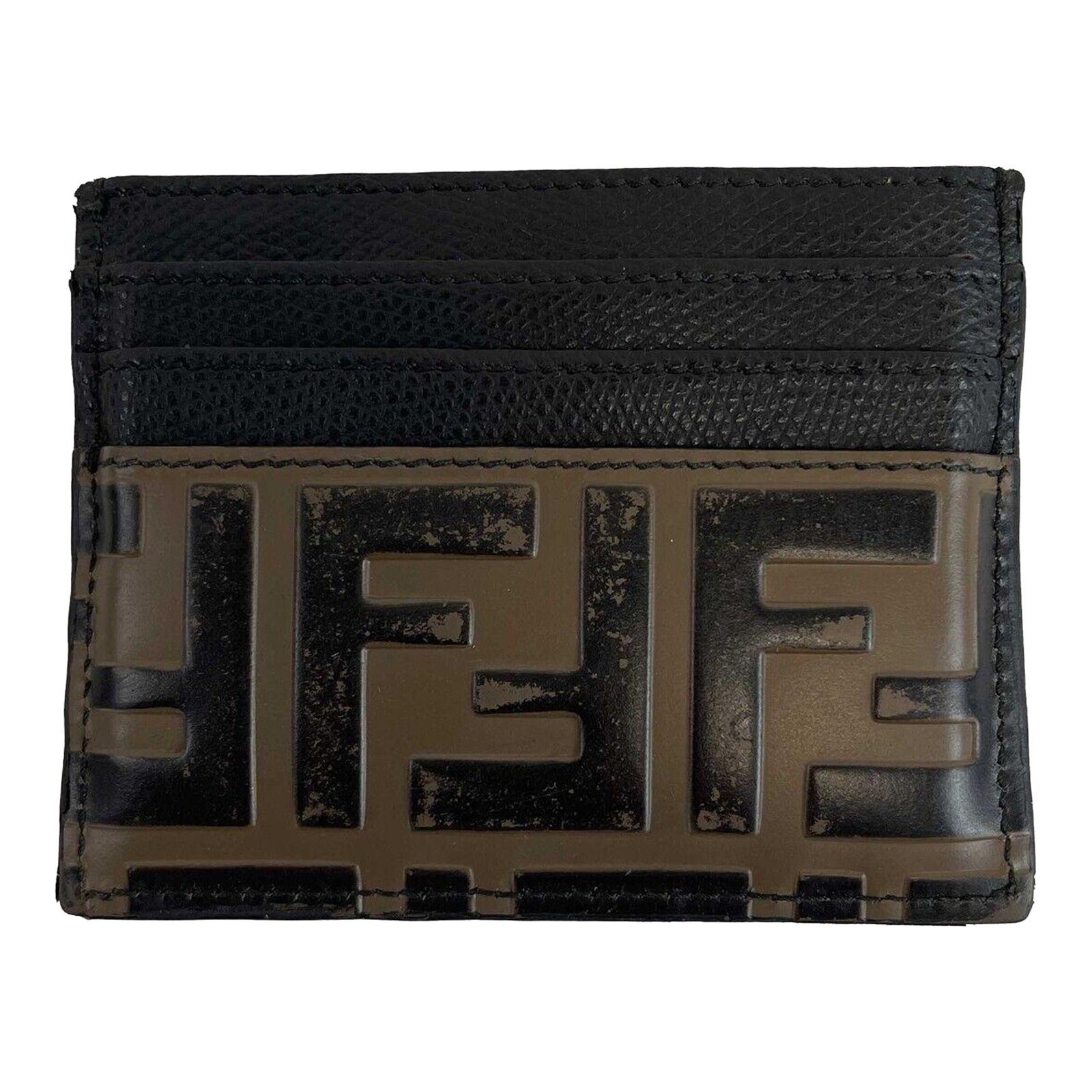 Fendi - Monogram Ff Card Holder - Black, Brown W/ Kit | Chairish