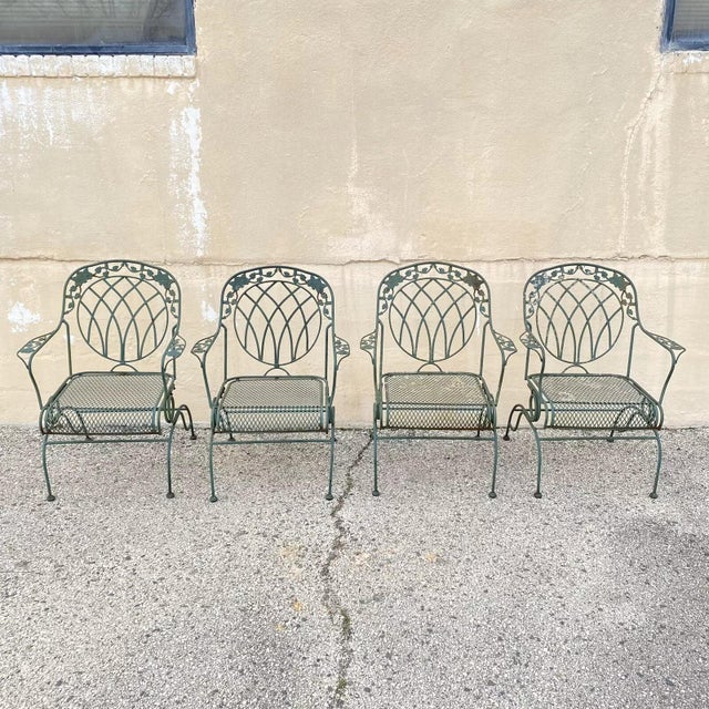 Mid 20th Century Wrought Iron Green Woodard Rose Style Garden Patio ...