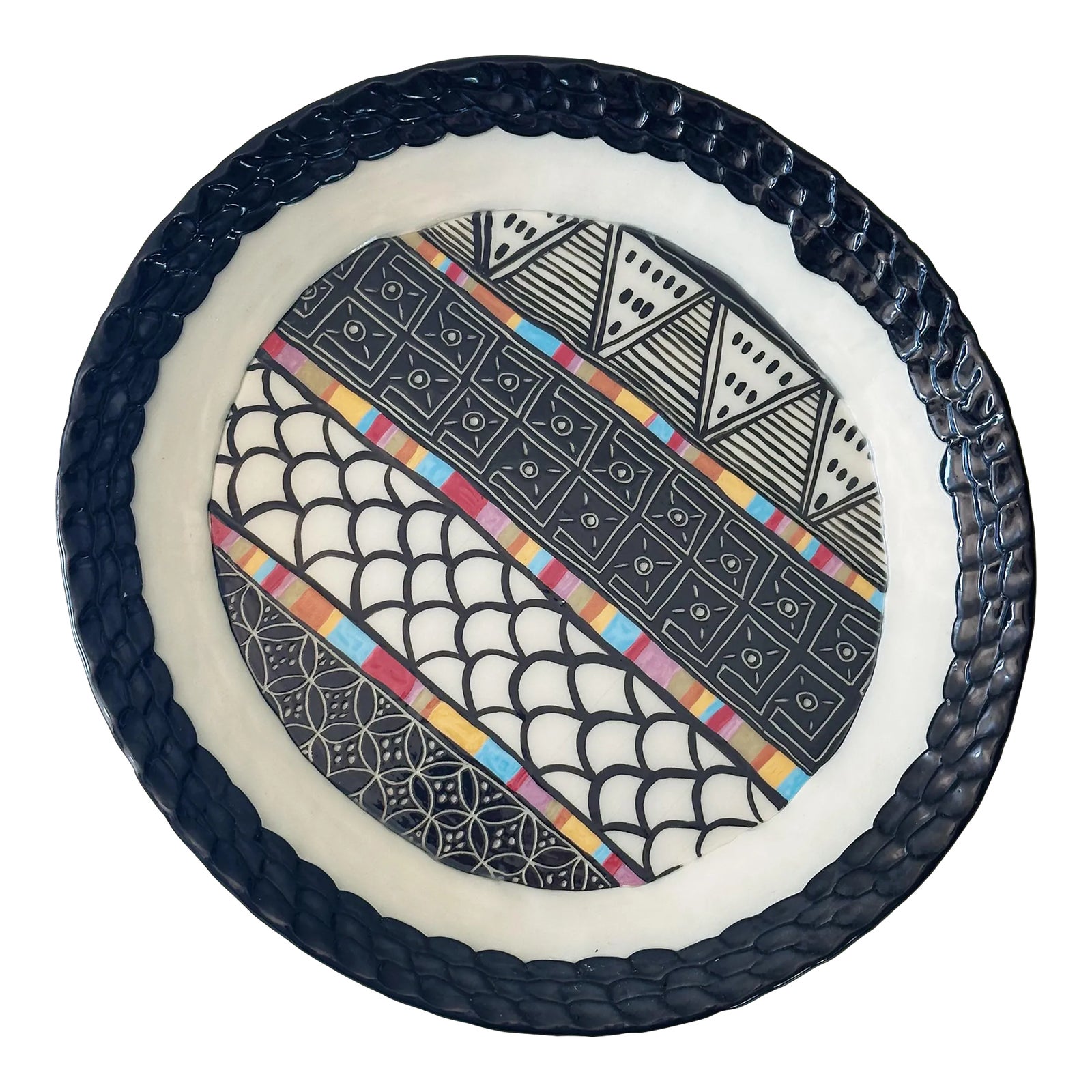 Vintage Hand-Thrown and Modeled Pottery Charger by Jane Lowe | Chairish