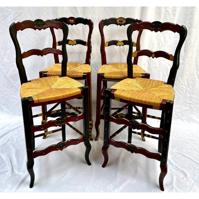 1980s Country French Counter Stools - Set of 4 | Chairish