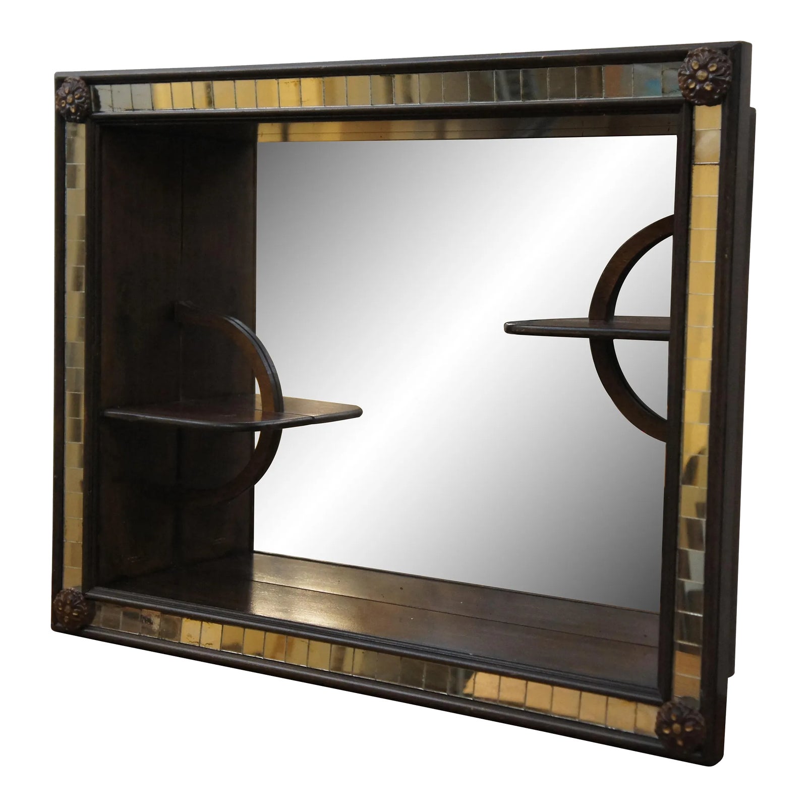 Mid-Century Shadow Box Vanity Wall Shelf Curio Display Mirror | Chairish