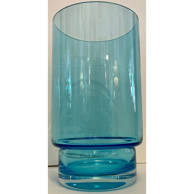 Turquoise Cylindrical Glass Vase by Rosenthal Home Designs | Chairish