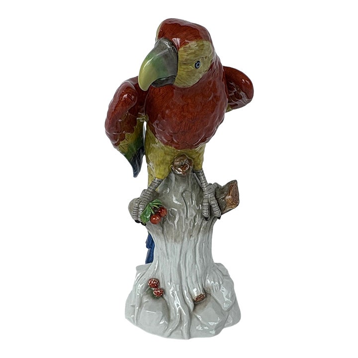 Porcelain Dresden Parrot | Chairish