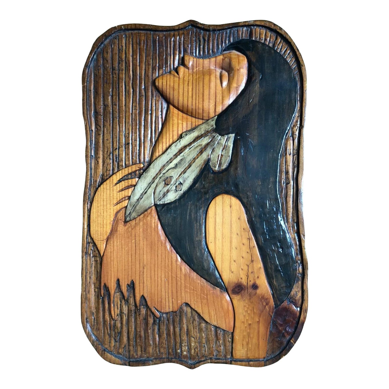 Vintage Rustic Native American Wood Carved Folk Art | Chairish