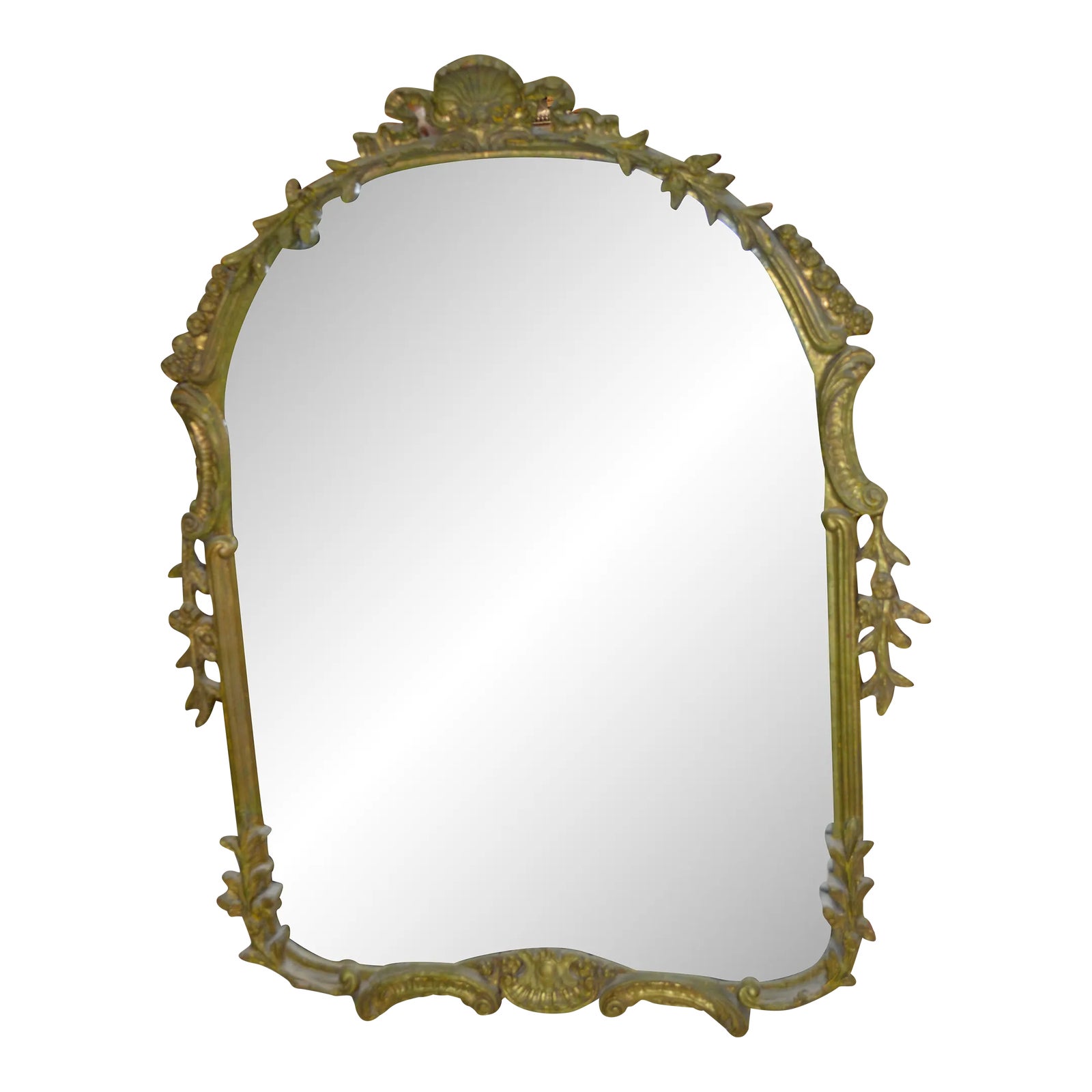 Vintage Large Green / Gold Wood Ornate Carved Stroupe Arched Wall ...