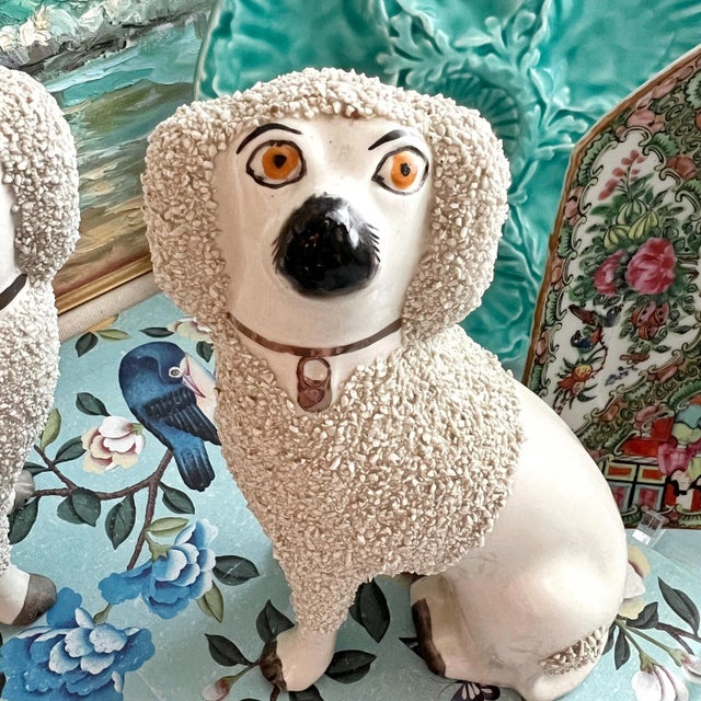 20th Century Staffordshire Confetti Dog Figurines - a Pair | Chairish