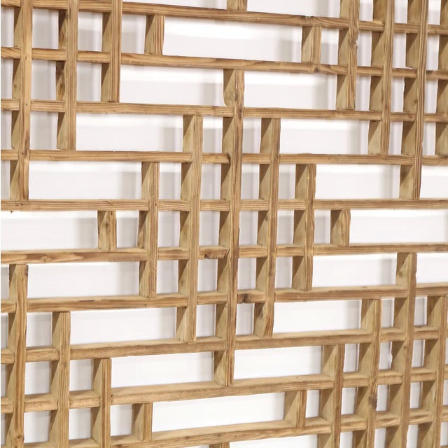 Vintage Chinese Pine Window Panel | Chairish